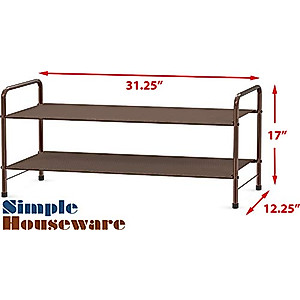 Simple Houseware 2-Tier Shoe Rack Storage Organizer, Bronze