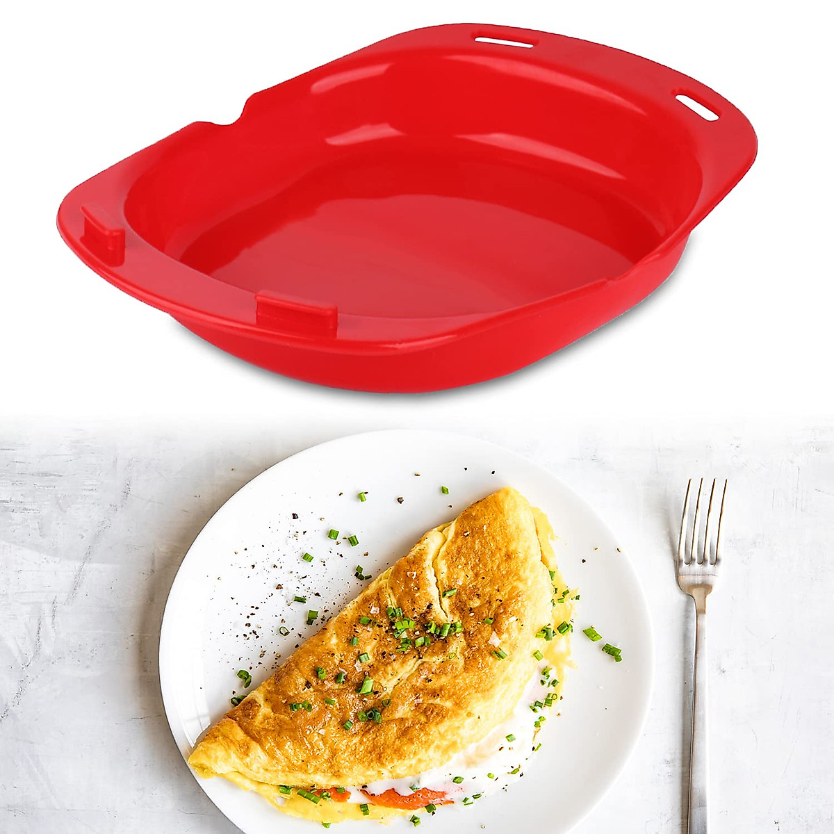 Silicone Omelette Maker,Microwavable Omelet Maker,Nonstick Egg Roll Baking Pan,Quick& Easy Breakfast/Lunch/Dinner Baking Tool,Dishwash Safe