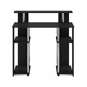 Furinno Jaya Simple Design Computer Writing Desk, Americano/Stainless Steel, 20.3 (D) x 35.6(W) x 35.7 (H) inches.