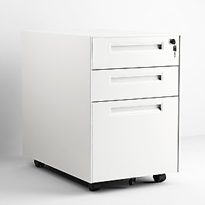 COFaR Cabinet, 3 Drawer Metal File Cabinet with Lock & Wheels, Under Desk Storage for Home Office, Fits Legal/Letter/A4, Vertical Filing (White, 22.5 x 19.7 x 14.9 inches, 40lbs)