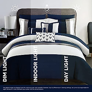 Chic Home Ayelet 8 Piece Comforter Set, Twin, Navy
