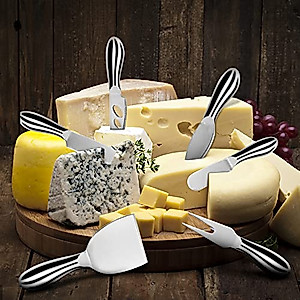 Outamateur 6-Piece Cheese Knives Set,Stainless Steel Cheese Knife Collection of Cheese Slicer/Cutter/Spreader/Fork for Family Parties,Cutlery Gift Set,Charcuterie Boards (6-Piece with SS Handle)