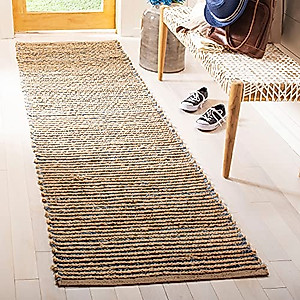 SAFAVIEH Cape Cod Collection Accent Rug - 3' x 5', Natural & Multi, Handmade Boho Braided Stripe Jute, Ideal for High Traffic Areas in Entryway, Living Room, Bedroom (CAP307B)