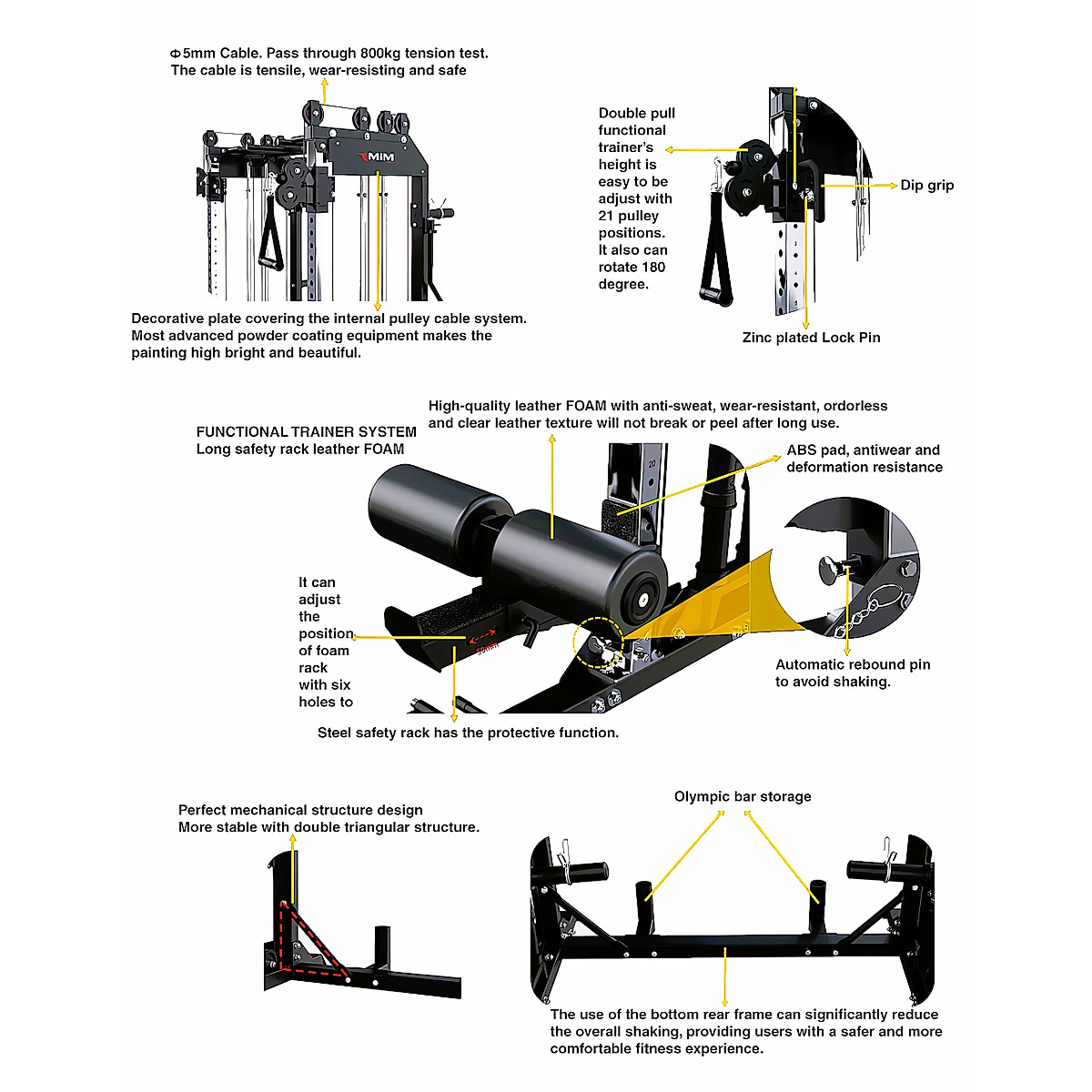 MiM USA Pro Master 1001, Smith Machine & Functional Trainer Home Gym, All-in-One Gym Machine, Adjustable Weight Bench, Preacher Curl & Complete Accessories