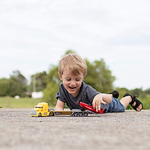 Sunny Days Entertainment Big Rig – Lights and Sounds Pull Back Toy with Friction Motor | Receive Either The Airplane Transport Semi or Oil Tanker | Color May Vary – Maxx Action