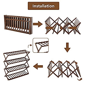 ALEAVIC Foldable Bamboo Shoe Rack, 4-Tier Shoe Rack, Installation-Free Shoe Rack, Multifunctional Freestanding Shoe Rack for Closet, Entryway, Balcony, Living Room, Bedroom, Brown