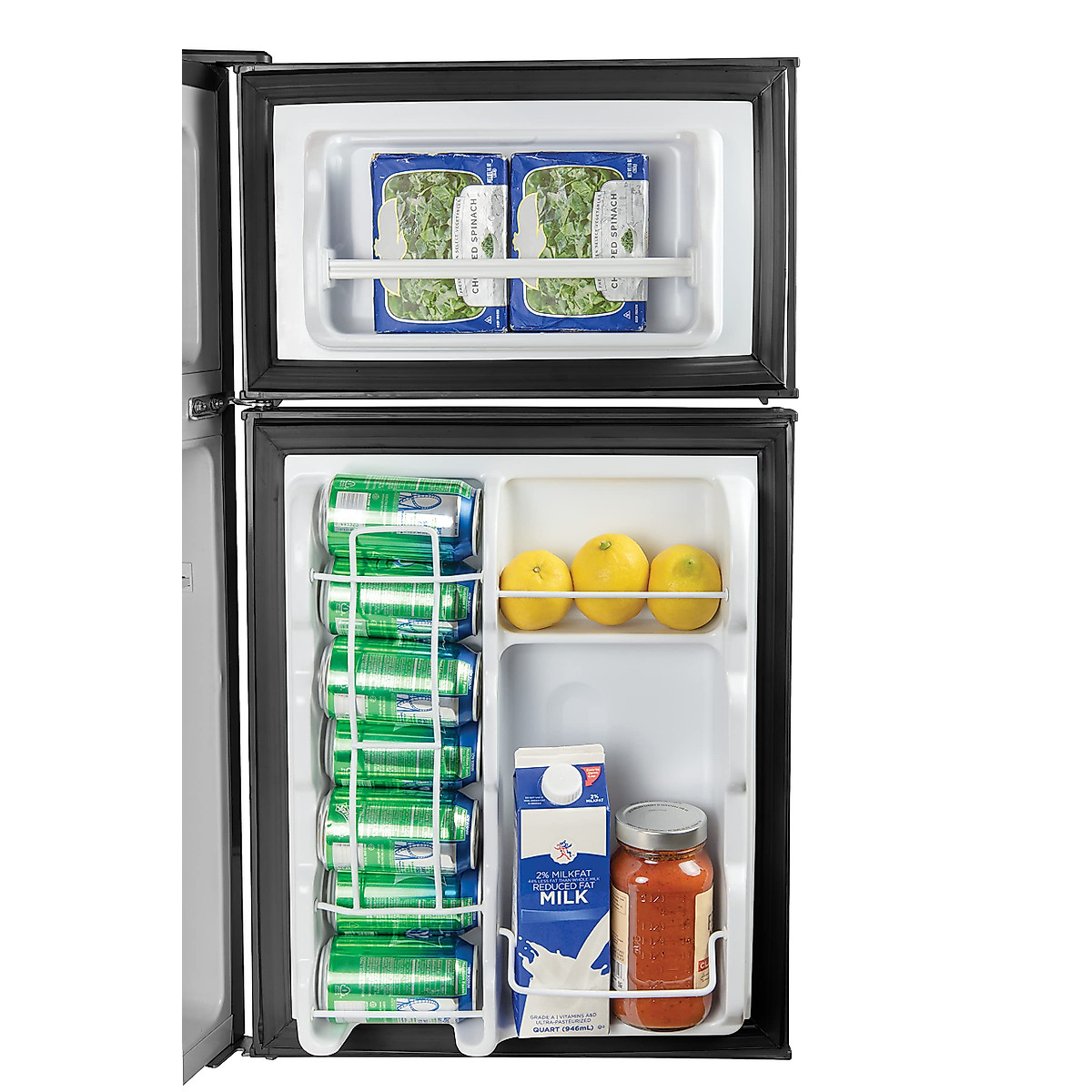 Igloo 3.2 Cu. Ft. Double Door Refrigerator with Freezer, Adjustable Temperature Control Down to 32 Degrees, Removable Glass Shelves, Perfect for Homes, Offices, Dorms, Apartments, Garages, Black