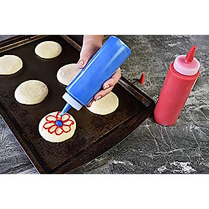 Pinnacle Mercantile 3 Pack Condiment Squeeze Bottles 8-ounce Red Cap Soft Squeeze for Icing, Ketchup, Frosting, Cookie Decorating, Sauces