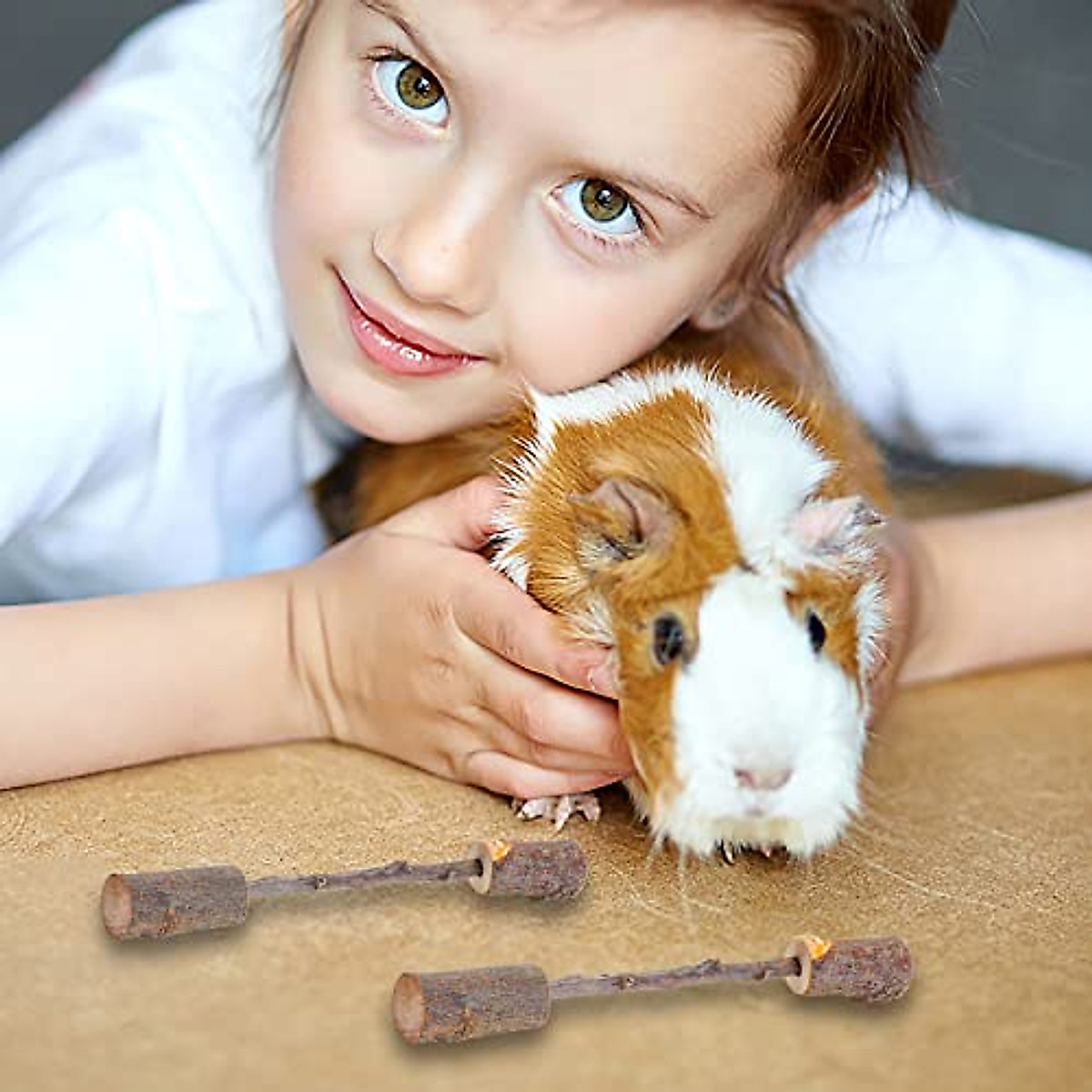 DAMPET Hamster Chew Toys, Hamster Activity Toys, Gerbil Rat Guinea Pig Chinchilla Chew Toys, Toys Accessories for Teeth Care,Natural Apple Wood Toys for Hamster, Rabbits, Bunny, Gerbil (Style 3)