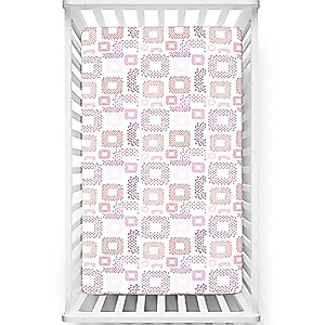 Pink Polka Dots Themed Fitted Crib Sheet,Standard Crib Mattress Fitted Sheet Soft and Breathable Bed Sheets-Great for Boy or Girl Room or Nursery,28“ x52“,Dark Magenta Dark Coral Pink Vermilion