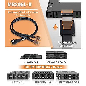 Icy Dock ToughArmor MB852M2PO-B Caddy Rack Mobile, 2X SSD NVMe M.2 Drive Adapter for Odd Ultra Slim (9.5mm) CD/DVD Drive Bay with OCuLink SFF-9402 Connector