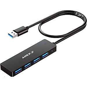 USB 3.0 Hub, ANKKY 4-Port USB Splitter USB Extender USB Multiport Adapter USB Hub for Desktop, Laptop, Xbox, Flash Drive, HDD, Console, Printer, PC, Keyboards, HP, Dell-3.3FT