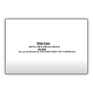 Brother Genuine DK-2246 Label Paper for Brother QL Label Printers - Continuous Length Black on White Paper Labels, 4.07” x 100’ (103mm x 30.4m)