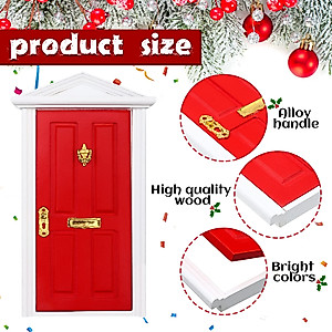 20 Pcs Christmas Elf Girl Fairy Doors Decorations Door Enchanted Fairy Doors Tiny Outdoor Xmas Decor Wooden Tiny Miniature for Child Xmas Accessories Fairy Tale (Red Door)