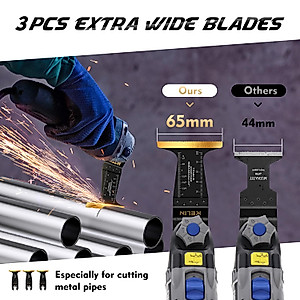 KELIN 16pcs Titanium Oscillating Tool Blades, Universal Multitool Blades for Metal Wood Cutting, Oscillating Saw Blade for Metal Hard Material, Multi Tool Blades Kits Fit Dewalt Bosch Milwaukee Ryobi