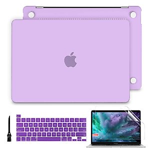 Batianda Hard Case for 2022 MacBook Pro 13-inch M2 M1 Chip A2338 A2289/A2251 2020 Rubberized Hard Shell Case Cover+Keyboard Cover + Screen Protector for New Mac Pro 13 Inch Touch Bar, Matte Purple