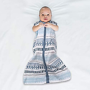 The Peanutshell Wearable Blanket Sleep Sack for Baby Boys or Girls, Blue Rhino & Tribal Stripe, Sizes up to 12 Months (Medium/Large)