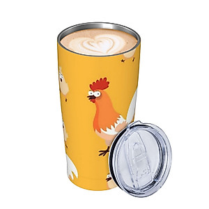 EVANEM 20 Oz Stainless Steel Tumbler With Straw Cleaner Chicken Chick Printed Insulated Cup Travel Coffee Mug Vacuum Insulated Tumblers For Home Office