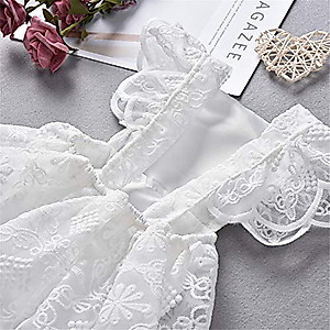 Baby Girl Lace Dress, Princess Dress Tulle White Party Wedding Summer Dress Clothes (White, 0-3Months)