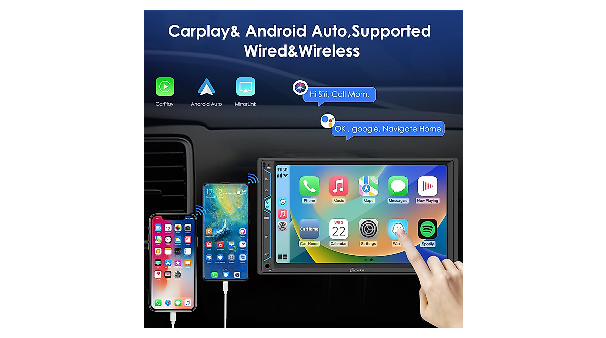 Carpuride 7" Double Din Car Stereo with Backup Camera