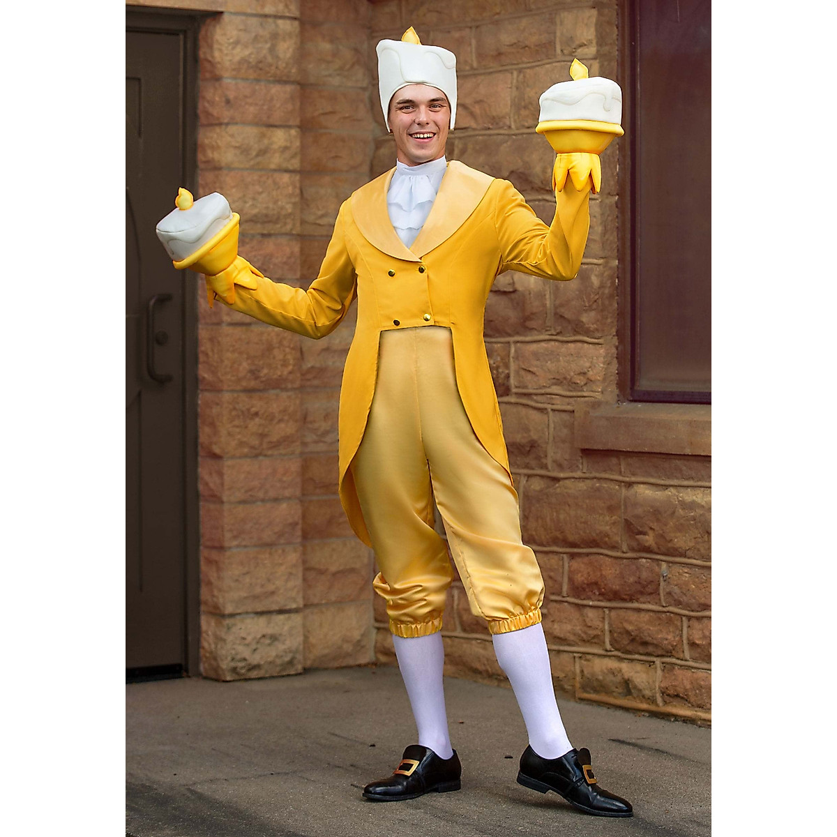 Fun Costumes Disneys Beauty and the Beast Lumiere Costume for Men, Be Our Guest Candlestick Charmer Outfit Medium