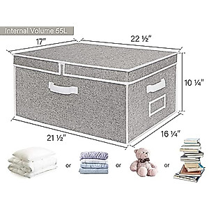 StorageWorks Closet Storage Bins with Clear Window 3 pack, 55L Closet Storage Organizer, Storage Bin with Double-Open Lid