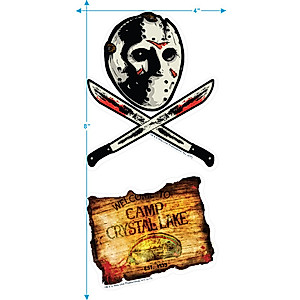 Friday The 13th Game Camp Crystal Lake Counselor T Shirt & Stickers (Large) Banana