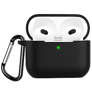 Coffea for AirPods 3 Case, Protective Silicone Case Cover with Keychain for Apple AirPods 3rd Generation 2021, [US Patent Registered] - Black