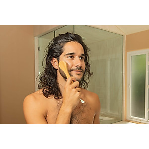 GranNaturals Manual Facial Brush Dry Brushing Scrubber - Natural Bristles for Exfoliation - Promotes Lymphatic Drainage, Deep Cleansing, Gentle Pore Cleaning for Glowing, Soft Skin - Wooden Handle