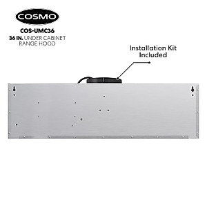COSMO UMC36 36 in. Ducted Under Cabinet Stainless Steel Range Hood with LED Light, 380 CFM, Permanent Filter, 36 inch