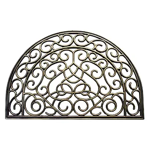 RugSmith Gold Moulded Vines Half-Round Rubber Doormat, 24"x36"