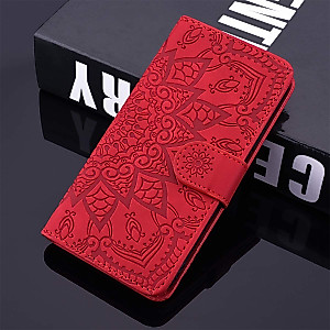 YBFJCE for Google Pixel 8 Pro Case, Wallet Case for Google Pixel 8 Pro, Protective PU Leather Shockproof Dropproof Flip Phone Shell, Magnetic Kickstand Card Slots Cover for Google Pixel 8 Pro, Red