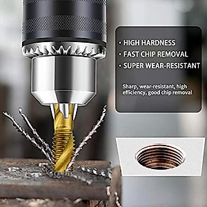 BAYTORY 7Pcs Titanium Combination Thread Drill and Tap Set, Metric HSS M3-M10 Screw Tapping Countersink Bit Tool 1/4" Hex Shank (Titanium Coated)