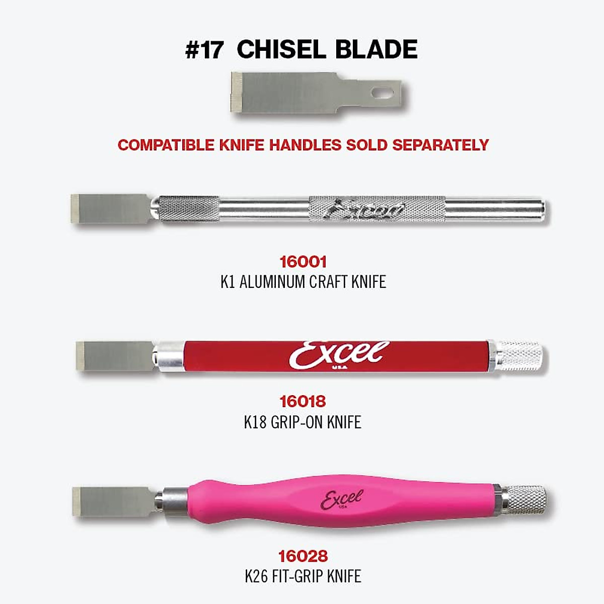 Excel Blades Chisel Replacement Blades, Set of 50 Carbon Steel Blades for Precision Cutting & Trimming, Multi-Purpose Professional, Hobby, and Crafting Tools