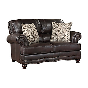 Lexicon Sébastien Breathable Faux Leather Living Room Loveseat, Brown