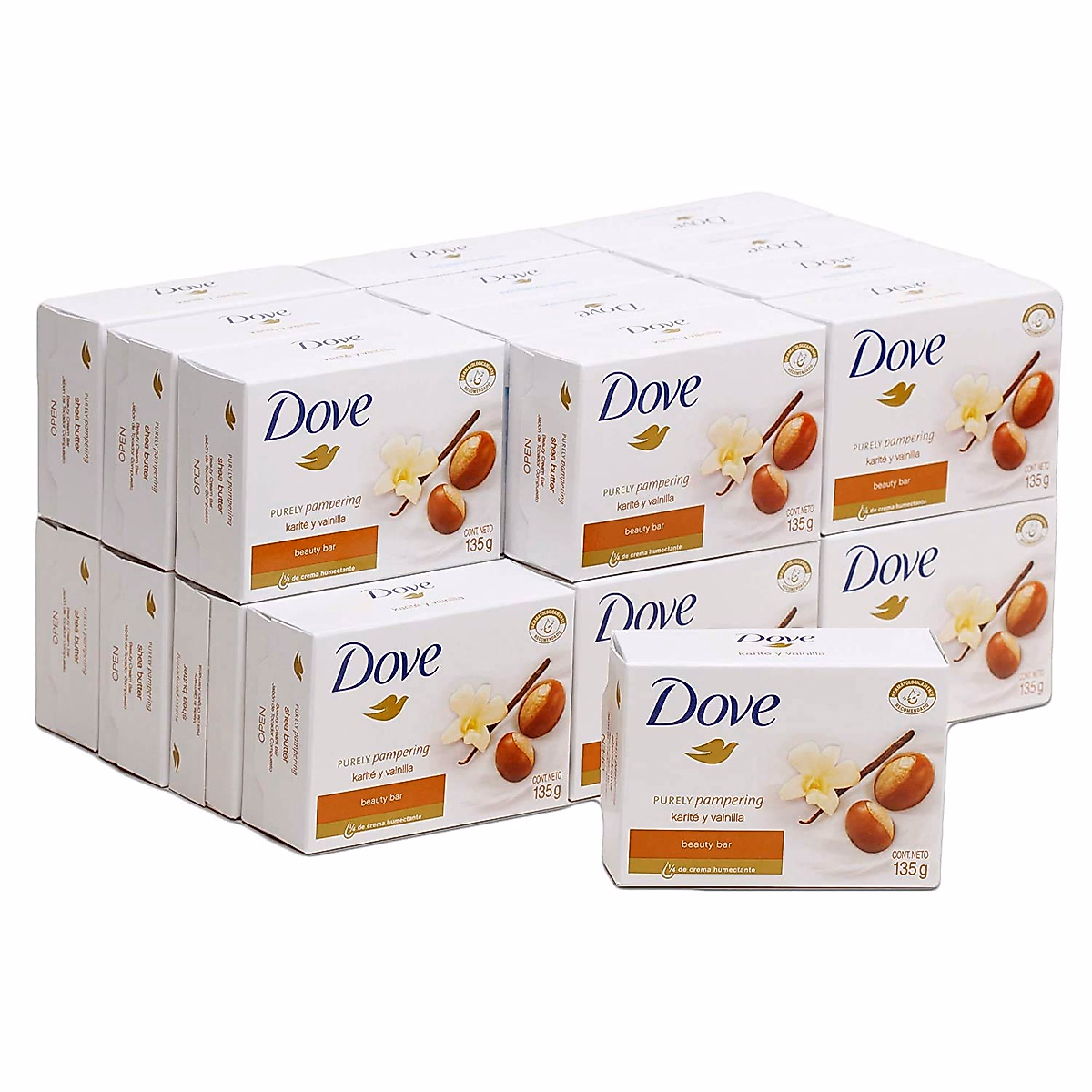 Dove Shea Butter Beauty Bar with Vanilla, 4.75 Oz/135 Gr, Unisex Skin Cleansing Agent