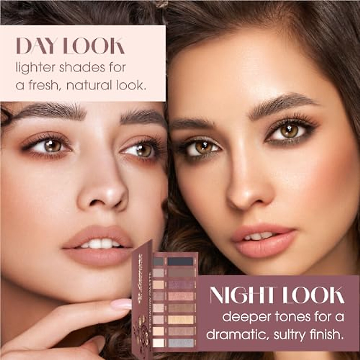 Lamora Eyeshadow Palette Makeup - Eye Makeup Palette with 16 Highly Pigmented Matte & Shimmer Shades - Vegan & Blendable