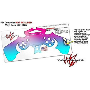 WraptorSkinz Skin Compatible with Sony PS4 Dualshock Controller PlayStation 4 Original Slim and Pro Smooth Fades Neon Teal Hot Pink (Controller NOT Included)