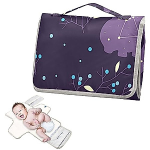 Kigai Portable Changing Pad for Baby Skip Hop Changing Pad Waterproof and Lightweight Diaper Clutch Bag Foldable Changing Mat Baby Shower Gifts, Magic Celestial Rabbits