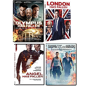 Olympus Has Fallen / London Has Fallen / Angel Has Fallen White House Down 4 DVD Set with Bonus Movie Camera Art Card