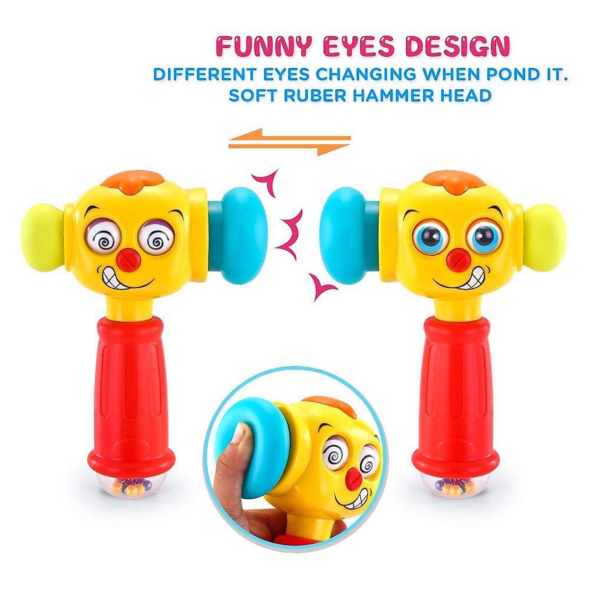 VATOS Musical Light Hammer Toy for Babies 12-18 Months - Infant Hammer with Sounds and Lights for 1 Year Olds