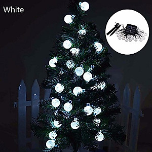 Vivii Solar String Light 20 ft 30 LED Crystal Ball Waterproof String Lights Solar Powered Fairy Lighting for Garden Home Landscape Holiday Decorations, White, 2 Pack