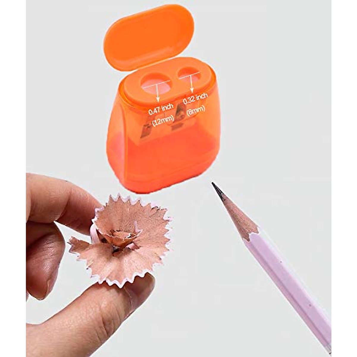 4PCS Manual Pencil Sharpener,Double Holes Colored Prism Pencil Sharpeners with lid for Kids,Suitable for School,Office,Home