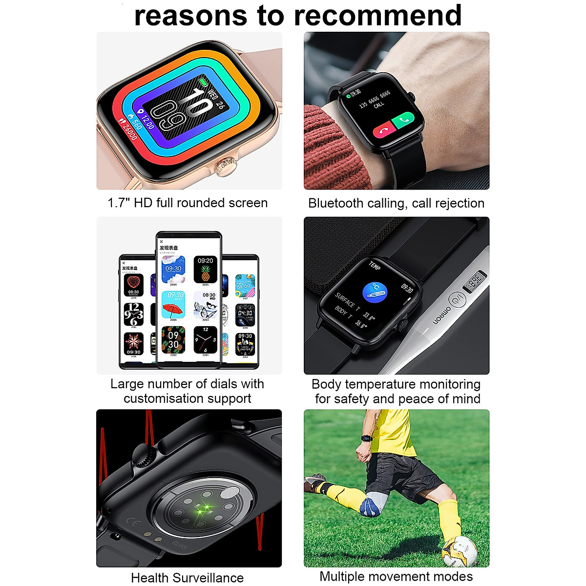 Yihou Smart Watch with Text and Call (Make/Answer Call) Fitness Tracker Waterproof Pedometer Step Counter Calorie Sport Message Reminder Smart Watch for Android Phones Compatible iPhone