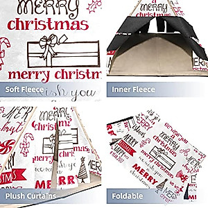 enheng Small Pet Hideout Cute Hand Drawn Christmas Labels Hamster House Guinea Pig Playhouse for Dwarf Rabbits Hedgehogs Chinchillas