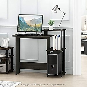 Furinno Efficient Home Laptop Notebook Computer Desk with Square Shelves, Espresso/Black