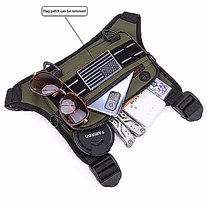 Muserise Sports Chest Bag For Men, Water Resistant Lightweight Front Chest Pack, Vest Bag With Built-In Phone Holder & Extra Storage For Workouts, Running, Cycling (Olive), One Size (MU05)