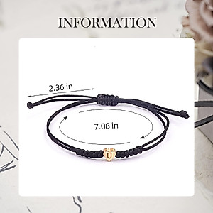 Black Initial Bracelet Initial C Charm Letter Bracelets for Women Men Teen Girls Handmade Rope Braided Initial Bracelets Heart Letter Woven Bracelet Graduation Mothers Day Gifts for Mom(C)