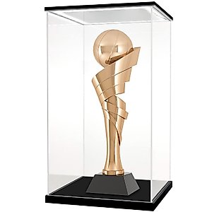 LANSCOERY Clear Acrylic Display Case with LED Light, Large Showcase and Display Box, Dustproof with UV Protection, Perfect for Figures Collectibles - 11.8x11.8x15.7inch