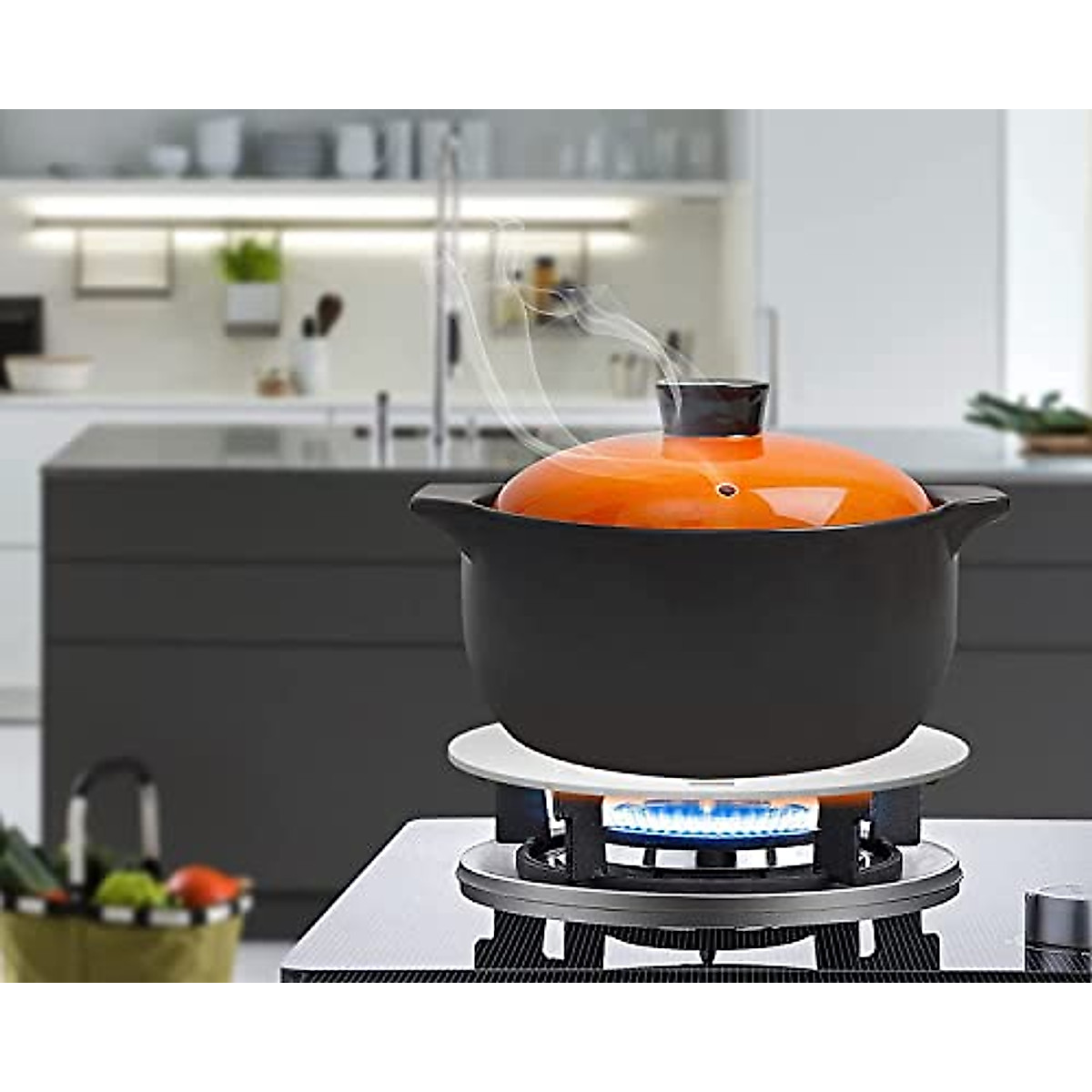 Heat Diffuser Induction Adapter Plate for Gas Electronic Stove, NISPOTDOR Induction Converter Disk Simmer Plate with Detachable Handle for Milk Coffee Cookware, 11inch